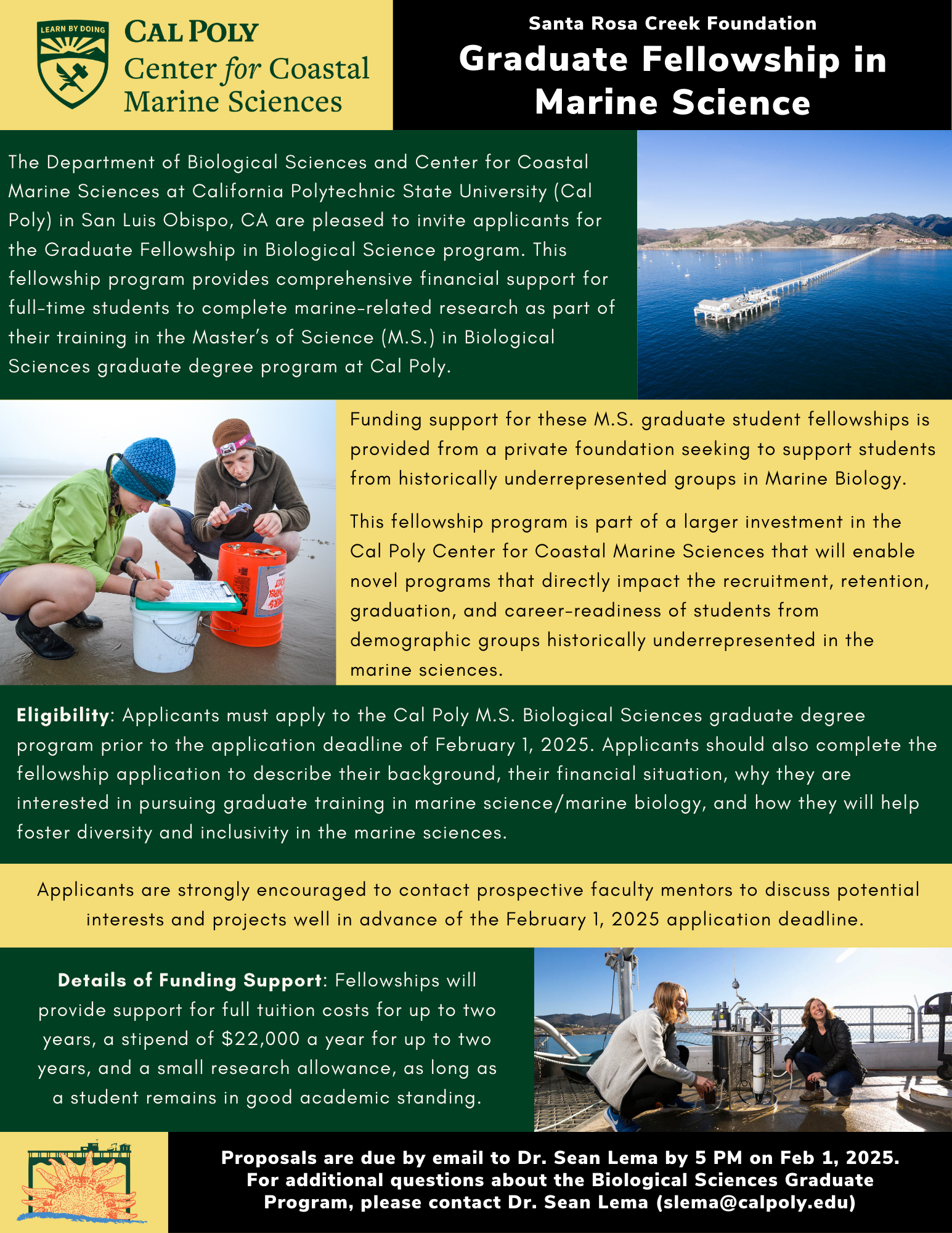 Marine Science Graduate Fellowship - Center for Coastal Marine Sciences - Cal Poly, San Luis Obispo